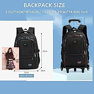 Rolling Backpack for Kids Luggage BookBag with Wheels Middle School Trolley Bag Wheeled Travel Backpack for Girls & Boys