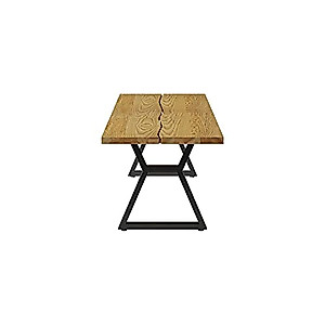 homary 70.9" Natural Industrial Dining Table for 6-8 People, Rectangular Wood Kitchen Table with Metal Legs