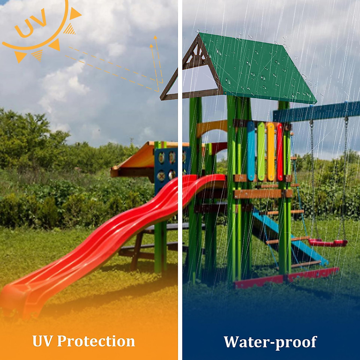 Garden Swing Canopy Replacement Swing Set Replacement Tarp 132x228 Cm Kids Playground Roof Canopy Waterproof Swing Sunshade Top Cover for Outdoor Backyard