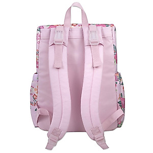 Multi-Function Floral Diaper Backpack and Travel Nappy Baby Bag with Changing Pad and Stroller Straps (Pink Floral)