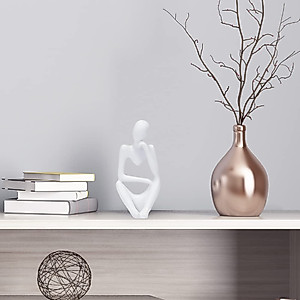 INNOLITES Resin Statue Thinker Style Decoration Abstract Sculptures Collectible Figurines for Home Decor Modern Office Shelf Desktop(White Right)