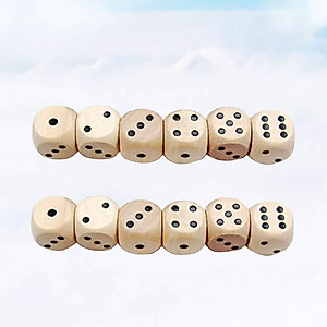 Tomaibaby 10pcs Wooden Playing Dice Set Dice Six Sides Durable 16mm Wooden Dice Indoor Outdoor Board Games for Adults and Family