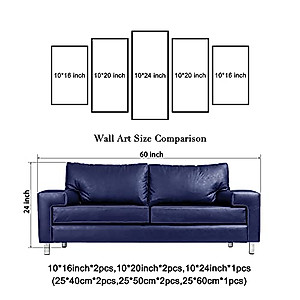 Wieco Art Portland Lighthouse 5 Panels Modern Canvas Prints Artwork Seascape Pictures to Photo Paintings on Stretched and Framed Canvas Wall Art Décor for Living Room Bedroom Home Decorations