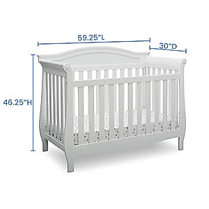 Delta Children Lancaster 4-in-1 Convertible Baby Crib, Bianca White