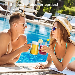 Convend Beer Mugs For Freezer,Double Wall Clear Borosilicate Glass Beer Mug with Handle,Ice Cup for Beer,Milk and Juice-16 Oz Capacity, Set of 2