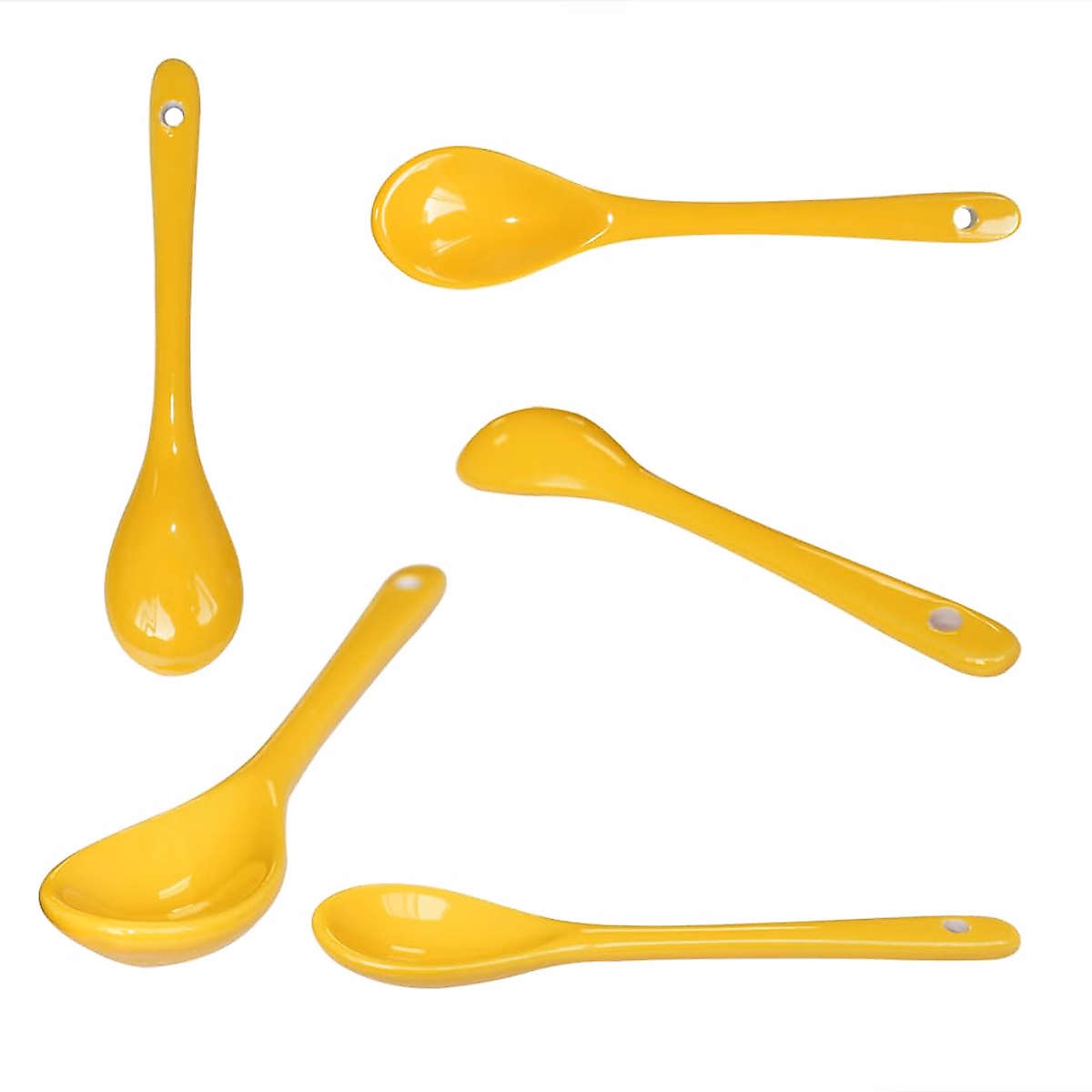 Pirhosigma 8 Color Porcelain Egg Spoons Ceramic Spoons 5 inch Coffee Dessert Yogurt Tea Milky Tea