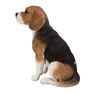 Realistic Life Size Beagle Statue Detail Sculpture Glass Eyes Hand Painted Resin 14 inch Figurine Home Decor Amazing Likeness