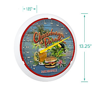 La Crosse Cheeseburger in Paradise 13.25-inch It's 5 O'Clock Somewhere Margaritaville Analog Dial Thermometer, Multi
