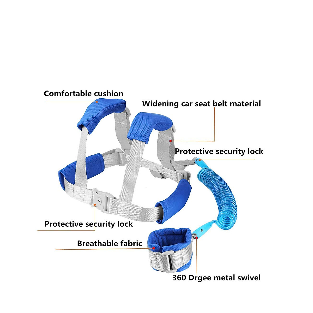 Baby Anti Lost Wrist Link -Anti Lost Backpack Leash Baby Leash Safety Walking Leash Wrist Link with Upgraded Safety Locks for Kids Toddler Leash Anti Lost (2 in 1 Dark Blue 8.2 Foot) …