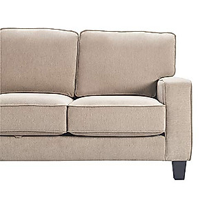 Serta Palisades Sofas with Storage 1 Modern Design, Track Arms, Foam-Filled Cushions, Easy-to-Clean Fabric Upholstery, 77", Soft Beige