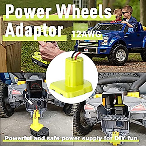Ecarke for Power Wheels Adaptor for Ryobi 18V One+ P108 P107 P102 Battery Dock Power Connector RC Toy & Car,e-Bike 12 Gauge Robotics （with Wire Terminals）（2 pcs）
