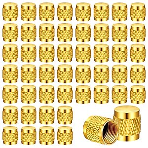 【Upgraded】50 Pcs 1/4" Brass Flare Cap, Solid Brass Caps with Neoprene O Ring Seal, 1/4" SAE HVAC Valve Caps
