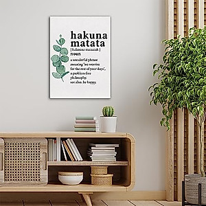 Canvas Wall Art Inspirational Hakuna Matata Word Definition Canvas Print Painting Home Wall Decor Framed Funny Gift 12"x15" Ready to Hang