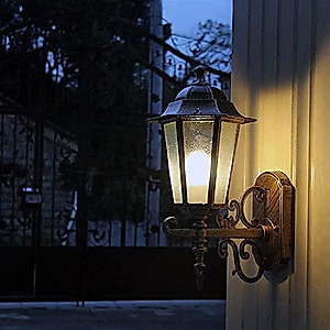 BDRPZX European Wall Light,Outdoor Wall Light,Waterproof Ip54 American Country Hexagon Street Home Garden Race Aluminum Wall Lamp Decoration Courtyard Aisle E27 Glass Wall Lantern