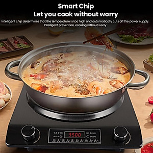 3500W Portable Induction Cooktop, Aluminum ABS Countertop Induction Cooker Hot Plate with Smart Touch Panel for Home Kitchen(us plug110V)