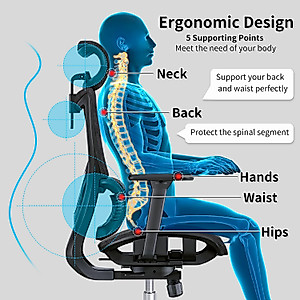 PatioMage Ergonomic Office Chair with 3D Armrest, Big and Tall Computer Desk Chair with Adjustable Headrest, Seat Depth, Lumbar Support, Home Office Gaming Chair