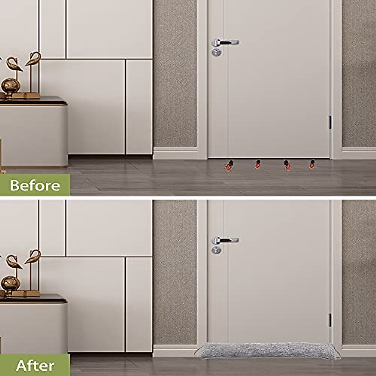 Upgraded Under Door Draft Guard 36inch, Air Stopper Noise Blocker Heavier Bottom Insulation with Hanging Loops Easy Storage (Grey, Cotton)