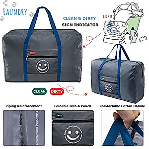 BUBBLE Traveling Laundry Bag, Camp Laundry Bags With Strap, Large Laundry Bags for Travel, Dirty Clothes Bag, Washable Nylon Laundry Bag With Handles For Boys Girls College Students Heavy Duty