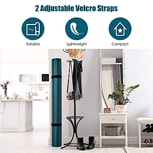 Goplus Large Yoga Mat, 7' x 5' x 8mm and 6' x 4' x 8mm with Straps, Eco Friendly Extra Thick Non Slip Barefoot Fitness Exercise Mat for Home Gym Floor Cardio Workout (Oasis Blue, 7'x5')