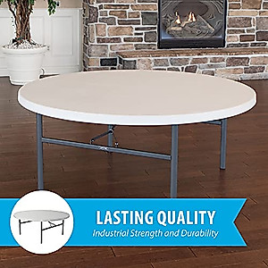Lifetime 22673 Folding Round Table, 6 Feet, White-Granite