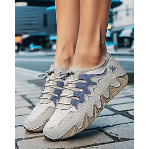 Dbeck Women's Casual Jogging Shoes Athletic Walking Shoes for Outdoor Activities Lightweight Mesh Sports Sneakers with Adjustable Lace, Blue, 8