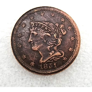 1851 Historic Half-Cent Nickel Old Coin-American Commemorative Uncirculated Old American Coins-Prefer to Handmade Coins Crafts Historical Gifts