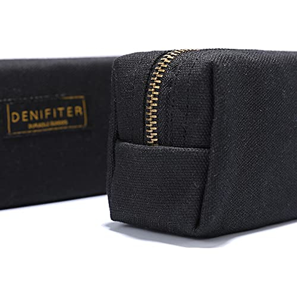 2 Pack Pen Pencil Case With Zipper, Heavy Duty Waxed Canvas Pencil Pouch Student Stationery Bag (Black)