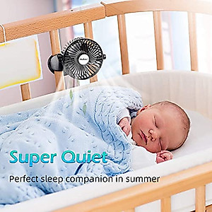 SkyGenius Battery Operated Stroller Fan, Rechargeable USB Powered Mini Clip on Desk Fan