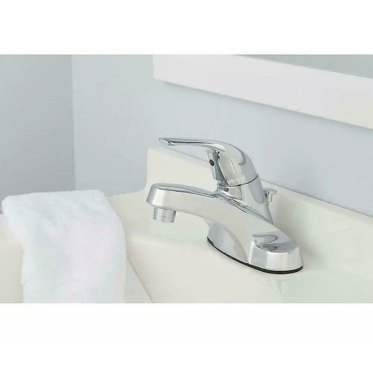GLACIER BAY Aragon 1002 226 981 4" CENTERSET Low-ARC Bathroom Faucet/ Chrome Finish/ Exclusive ClickInstall Drain for Quick