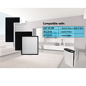 Hedday Replace C + D Hepa Filters Compatible with Idylis air Purifier IAP-10-280,with Carbon Filters