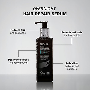 TRUSS Night Spa Serum - Anti Aging Damaged Hair Treatment with 100% Vegan Wax Base - Anti Frizz Hair Serum for Extra Shine, Moisture and Elasticity - (250 ml)
