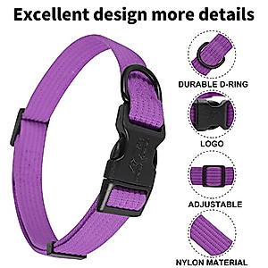 lynxking Dog Collar Soft Padded Breathable Cotton Solid Color Strong Adjustable Pet Collar for Little Puppy