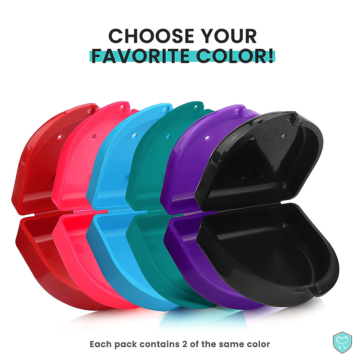 FRESH KNIGHT Retainer Case (2 Pack). Retainer Case with Vent Holes. Perfect for Denture, Mouth Guard, Aligner. (Black)