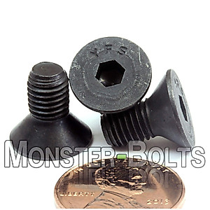 MonsterBolts - 1/4"-28 x 1/2" Flat Head Socket Cap Screws, ASTM F8356, Alloy Steel, Black Oxide, 20 Pack