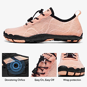 HIITAVE Water Shoes for Women Barefoot Quick Dry for Beach River Swim Pool Yoga Walking Surfing Kayaking Light Pink 10 M US Women