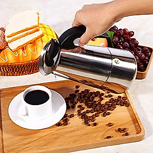 450ml Stainless Steel Moka Pot, Espresso Greca Coffee Maker, for Induction Gas or Electric Stove Home Office Use