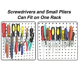 RightArrange Pegboard Tool Organizers, 2-Pack - Screwdriver Holder and/or Pliers Rack Accessory - Hooks to Any Peg Board - Pegboard Organization Accessory for Workbench, Garage, Tool Shed, Craft Room