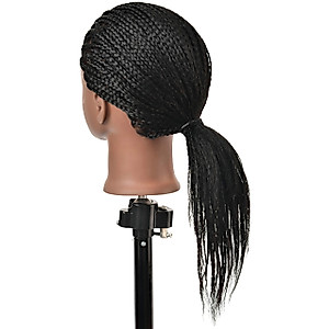 RIHANNAHAIR 100% Real Human Hair Mannequin Head with Stand Manikin Cosmetology Doll Training Head for Hairdresser Practice Braiding Styling Coloring Bleaching Dyeing Curling Cutting Display