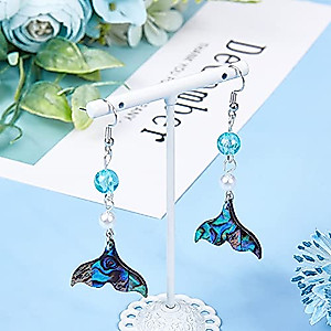 BENECREAT 16PCS Natural Abalone Shell Fishtail Abalone Shell Beads with Storage Containers for DIY Jewelry Making