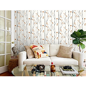 Timeet Peel and Stick Wallpaper Boho Floral Wallpaper Tree Contact Paper Removable Wallpaper 16.14"x118.11" Self Adhesive Wallpaper for Walls Covering Vinyl Roll