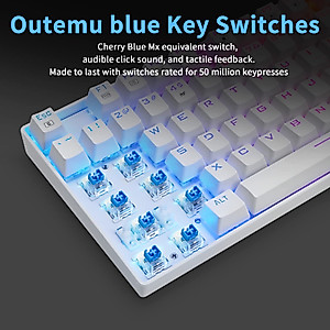 chuangquan Wireless Mechanical Gaming Keyboard, 2.4G/Wired 81 Keys Keyboard, Blue Switches Hotswap, RGB Backlit, High Battery Lasting, for PC Mac