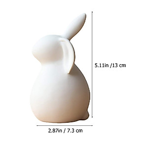 Amosfun Ceramics Bunny Figurine Easter White Bunny Figurines Home Decor Rabbits Ornaments for Home Easter Garden Micro Landscape Decorations White