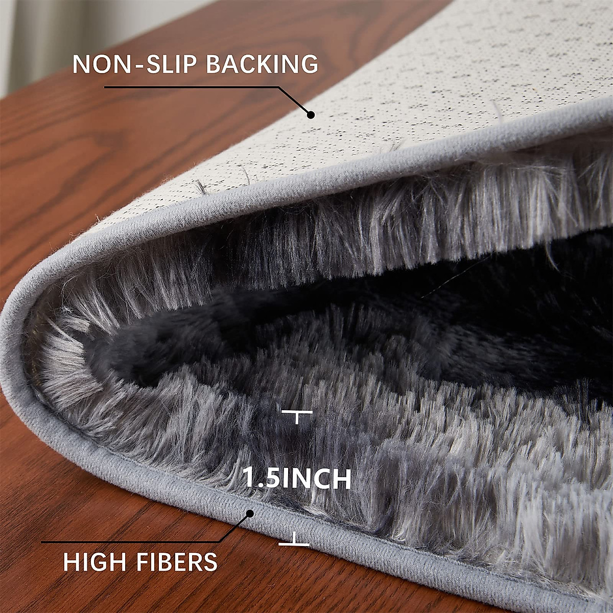 YQQRIGRO 9x12 Ft Rugs for Bedroom, Tie-Dyed Dark Grey Super Soft Shaggy Fluffy Carpets, Indoor Modern Plush Area Rugs for Living Room Dorm Kids Room, Fuzzy Non-Slip Rugs for Boys Girls