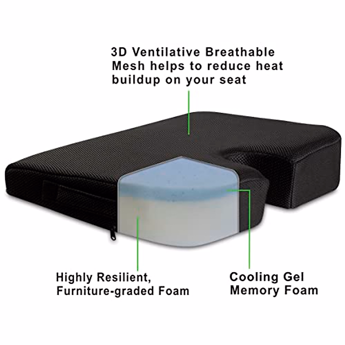 TravelMate Large Medium-Firm Wellness Seat Cushion - 17 x 13 x 3 inches