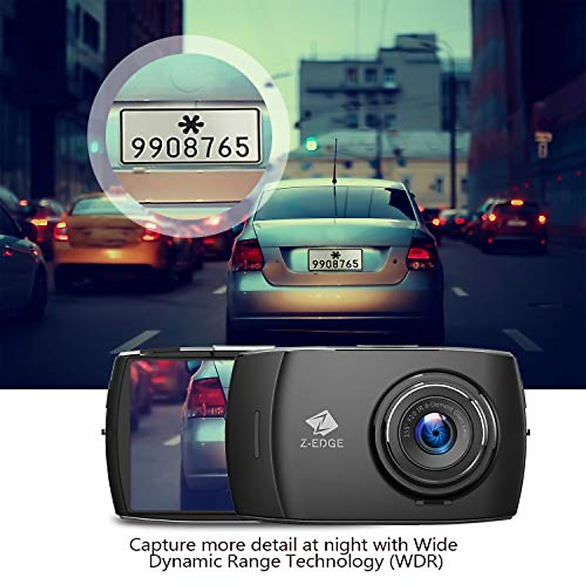 Z-Edge Dual Dash Cam 4.0" Touch Screen Front and Rear Dash Cam FHD 1080P with Night Mode, 32GB Card Included,155 Degree Wide Angle, WDR, G-Sensor, Loop Recording, Support 256GB Max