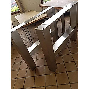 Brushed Stainless Table Legs, H-Frame Style - Any Size