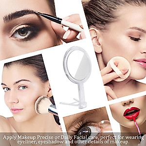 Gotofine Double Sided 1x - 7X Magnification Hand Held Makeup Mirror with Adjustable Stand,Clear (7X)