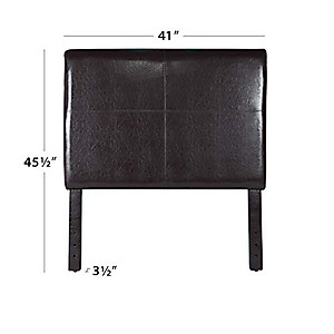 Homepop Home Decor | Upholstered Twin Headboard | Youth Faux Leather Headboard for Twin Bed, Brown