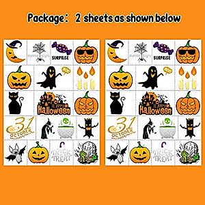 Partywind 36 Styles Metallic Glitter Halloween Temporary Tattoos for Kids, Halloween Decorations Birthday Party Favors Supplies, Halloween Goodie Bag Fillers Games for Boys and Girls (2 Sheets)