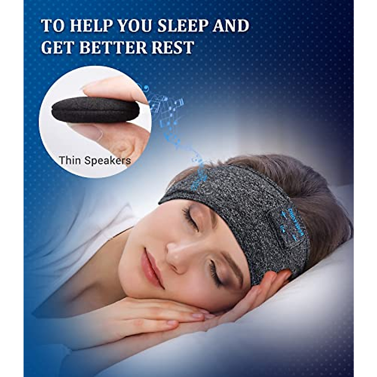 Perytong Sleep Headphones - Bluetooth Headband Christmas Theme Headphone Headband Earbuds Over On Ear Headphones for Side Sleepers Tech Gadgets Birthday Gifts for Women Men Sleeping Running